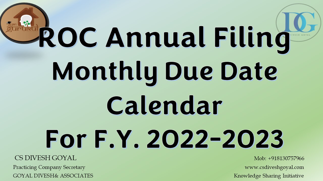 Annual Filing Due Date Calendar